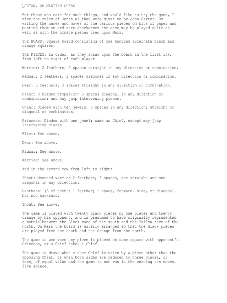 Jetan Martian Chess Rules | PDF | Competitive Games | Board Games