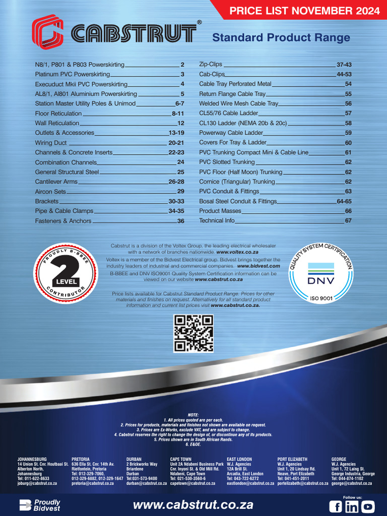 Cabstrut Price List November 2024 | PDF | Electrical Wiring | Pipe ...
