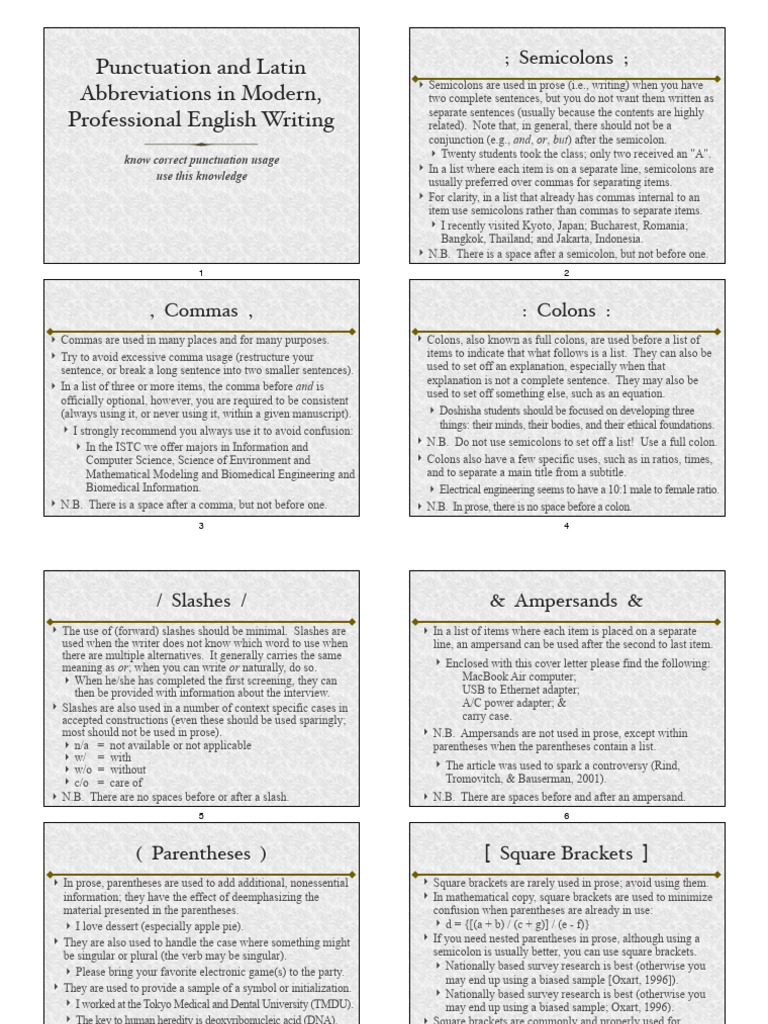 SEW1 V02 English Punctuation and Latin Abbreviations (Slides) | PDF ...