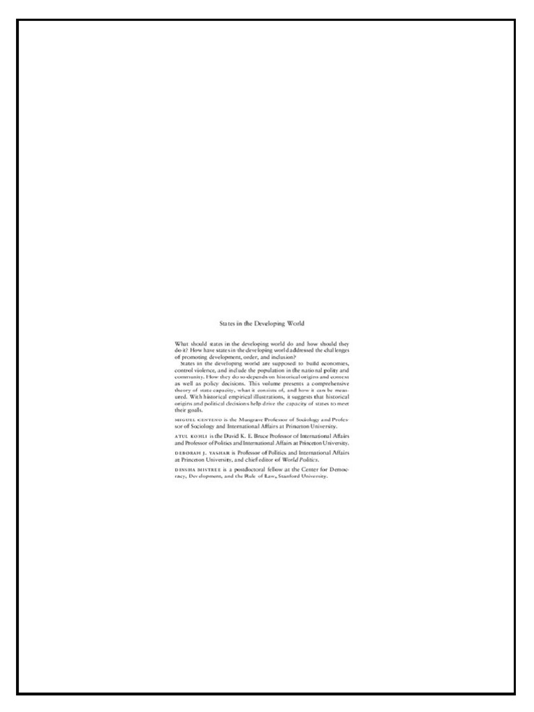States in The Developing World Miguel A Centeno Atul Kohli Deborah J ...