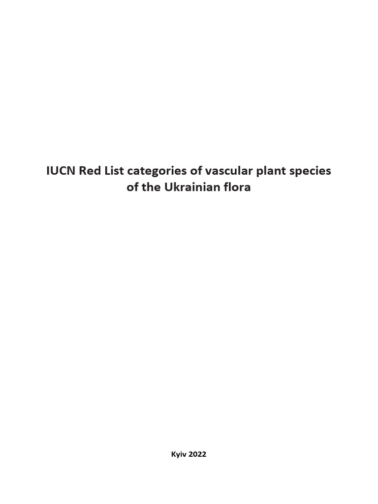 2022 IUCN Red List Categories of Vascular Plant Species of The ...