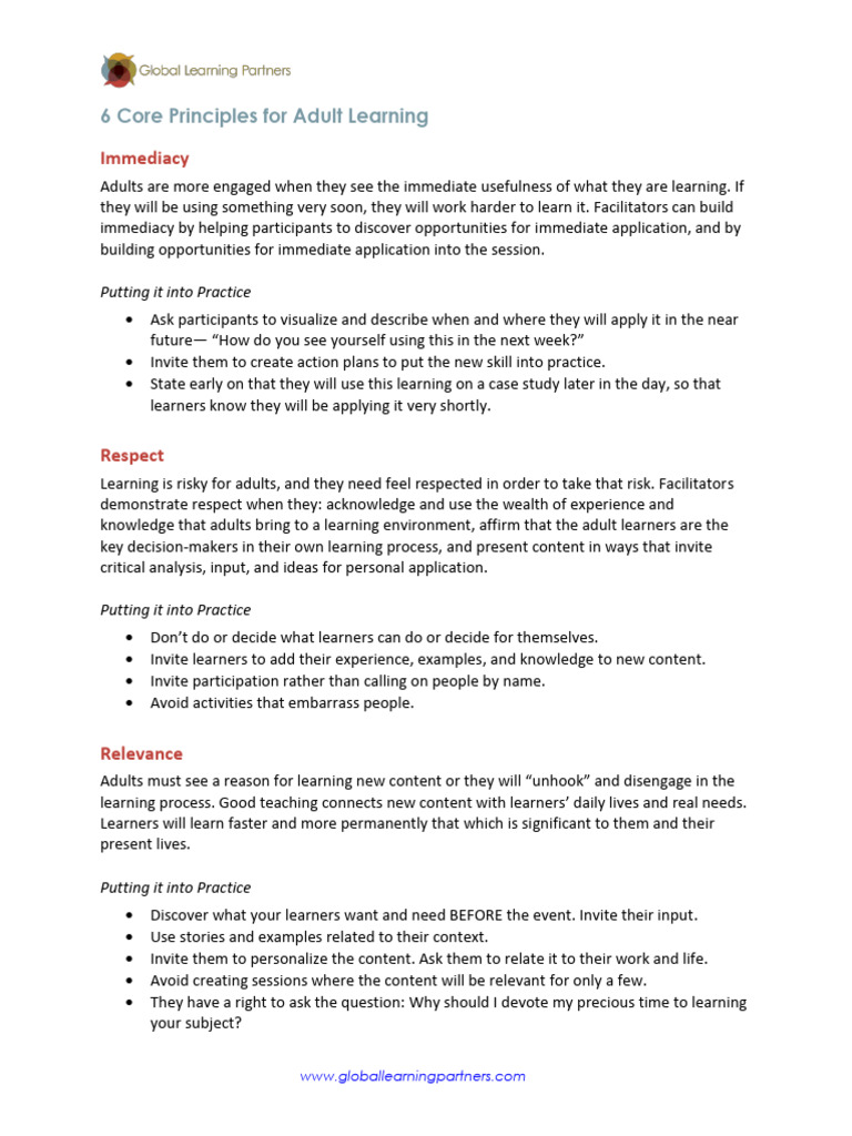 6 Core Principles For Learning | PDF | Learning | Critical Thinking