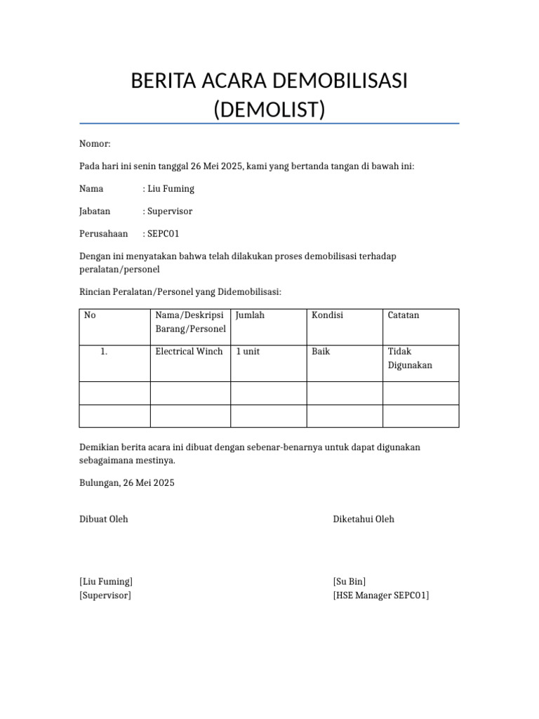 Berita_Acara_Demolist | PDF