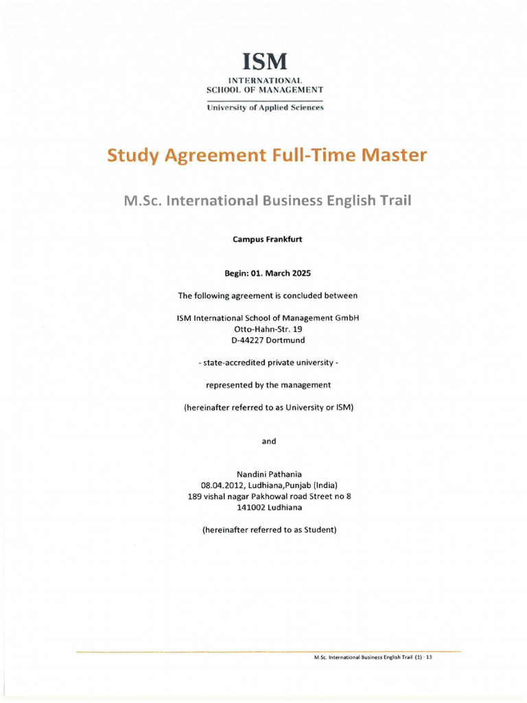 Study Agreement | PDF