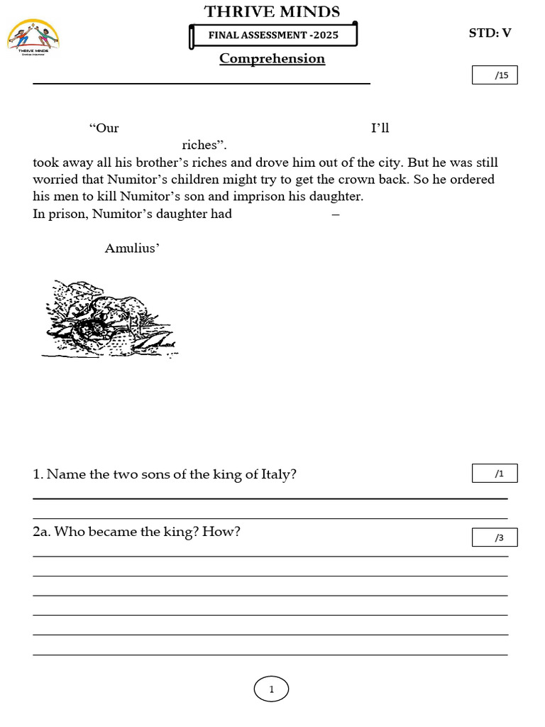 STD V Final Assessment Comprehension February 2025 | PDF | Romulus And ...