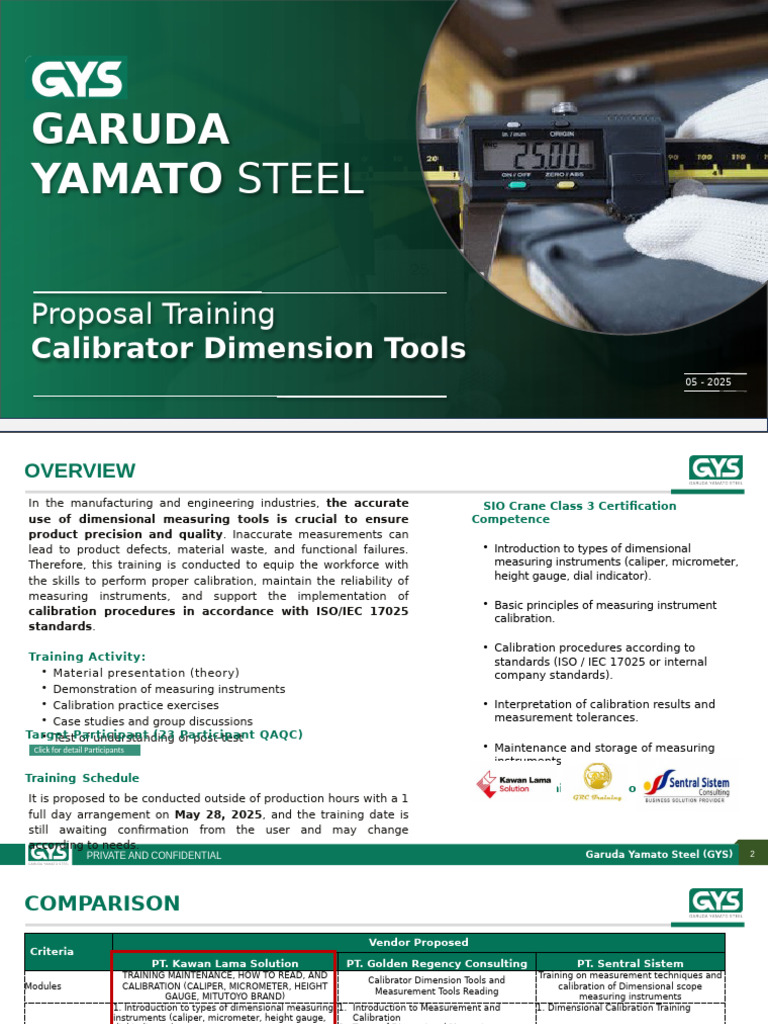 Proposal Training Calibrator Dimension Tools | PDF | Calibration