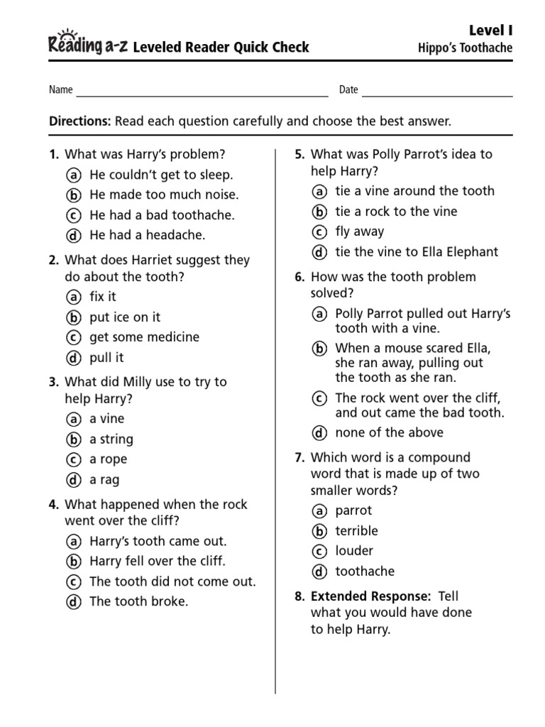 (RAZ阅读) Level I.quick Check | PDF | Giant Panda | Fish