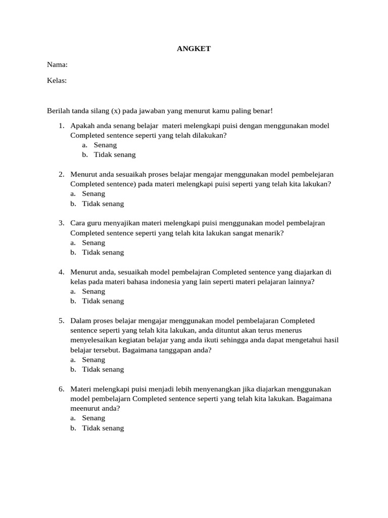 Contoh Angket | PDF