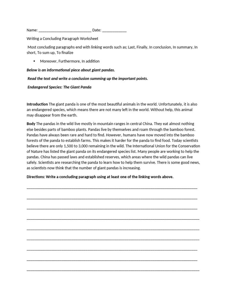 Conclusion Activity | PDF