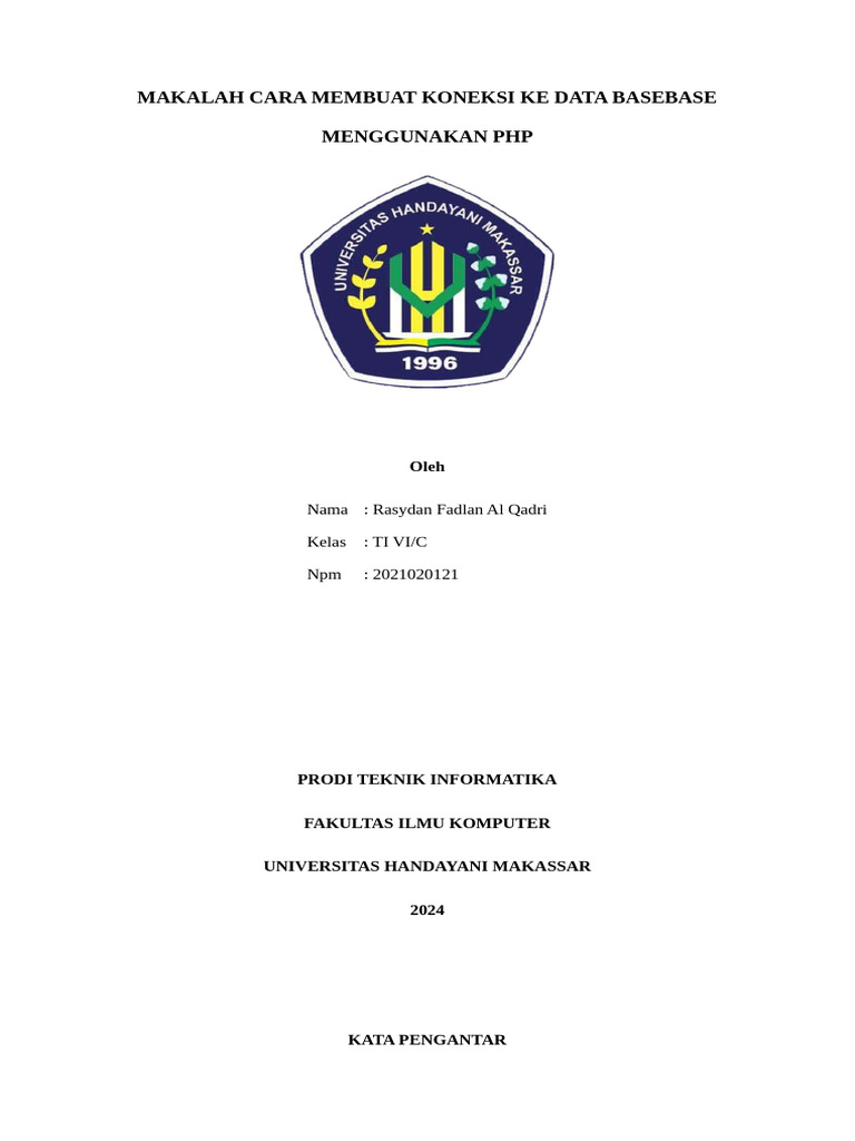 MAKALAH CARA MEMBUAT KONEKSI KE DATA BASEBASE MENGGUNAKAN PHP | PDF