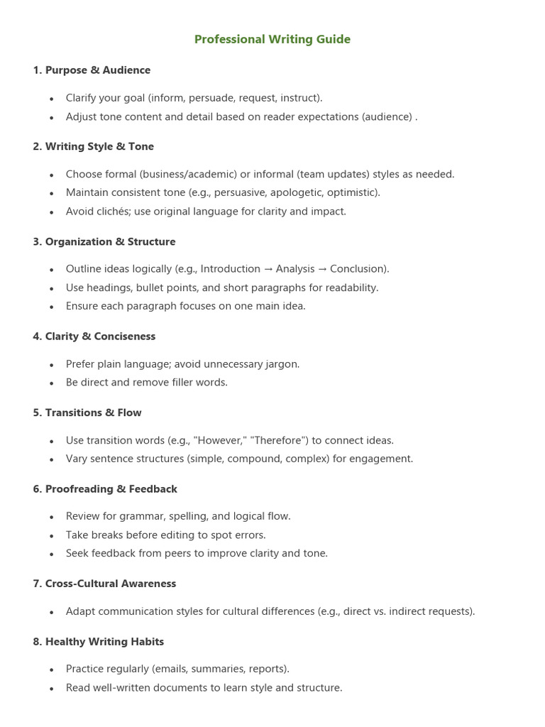 Professional Writing Guide | PDF