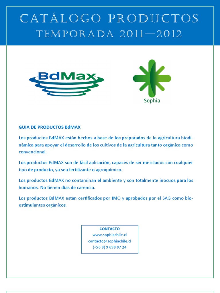 Productos BdMax Temporada 2011 2012 | PDF | Agricultura | Hoja