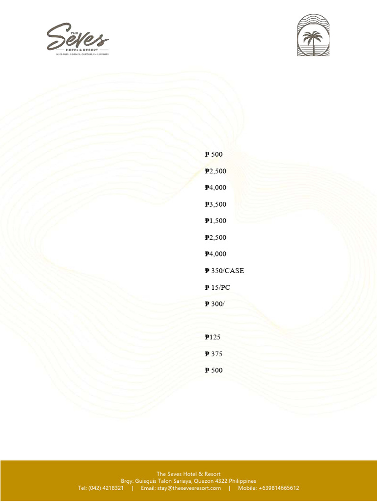 Seves Resort Corkage & Fees Guide | PDF