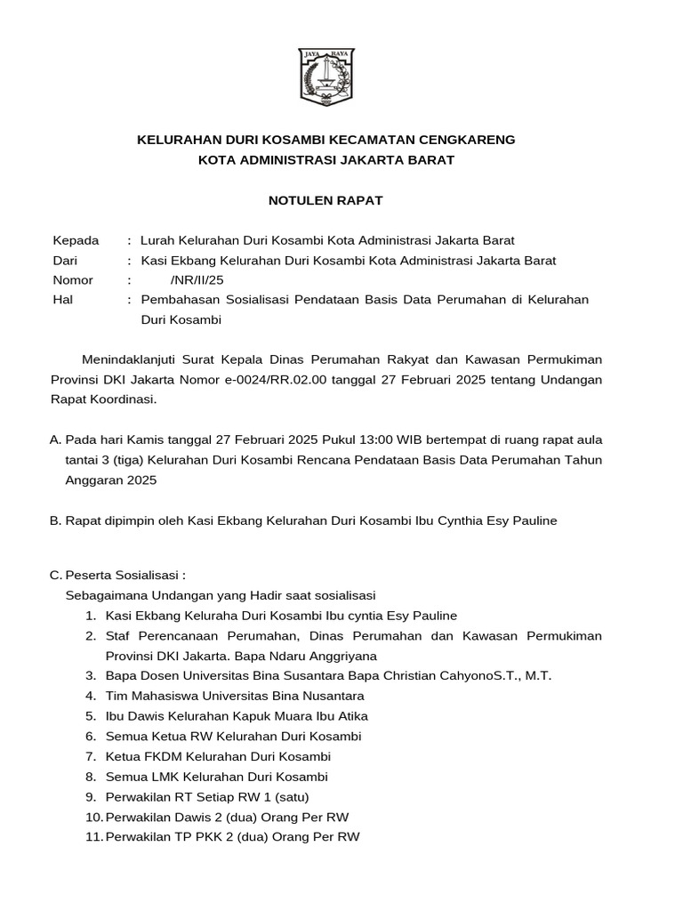 Notulen Perumahan 02 | PDF