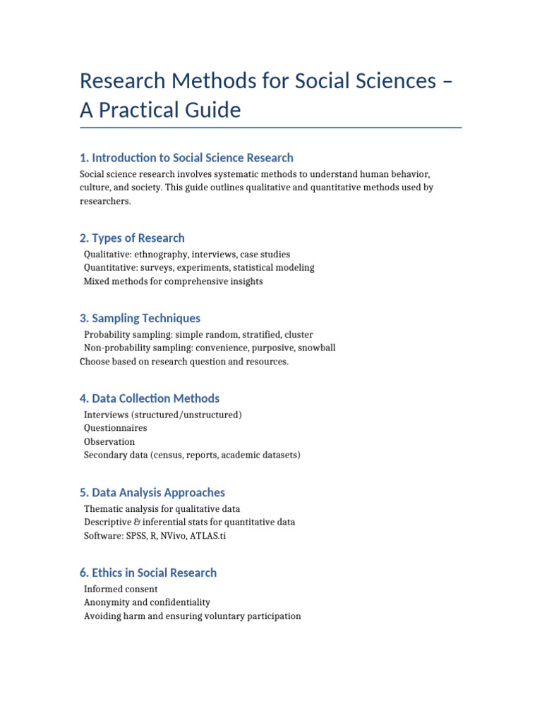 Research Methods For Social Sciences | PDF