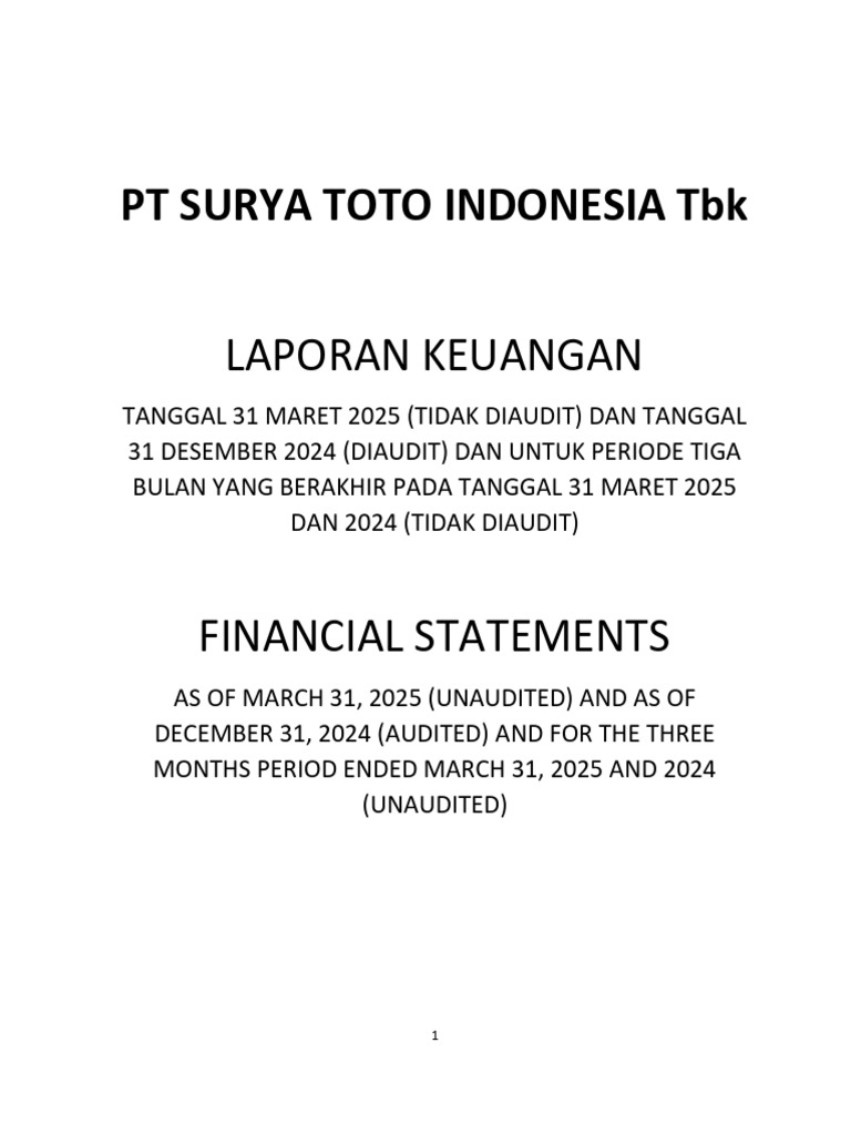 PT Surya Toto Indonesia-LK Mar 2025 (Final) | PDF