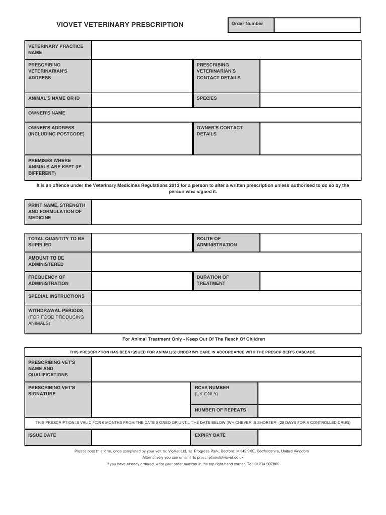Prescription Template Viovet | PDF | Medical Prescription | Veterinary ...