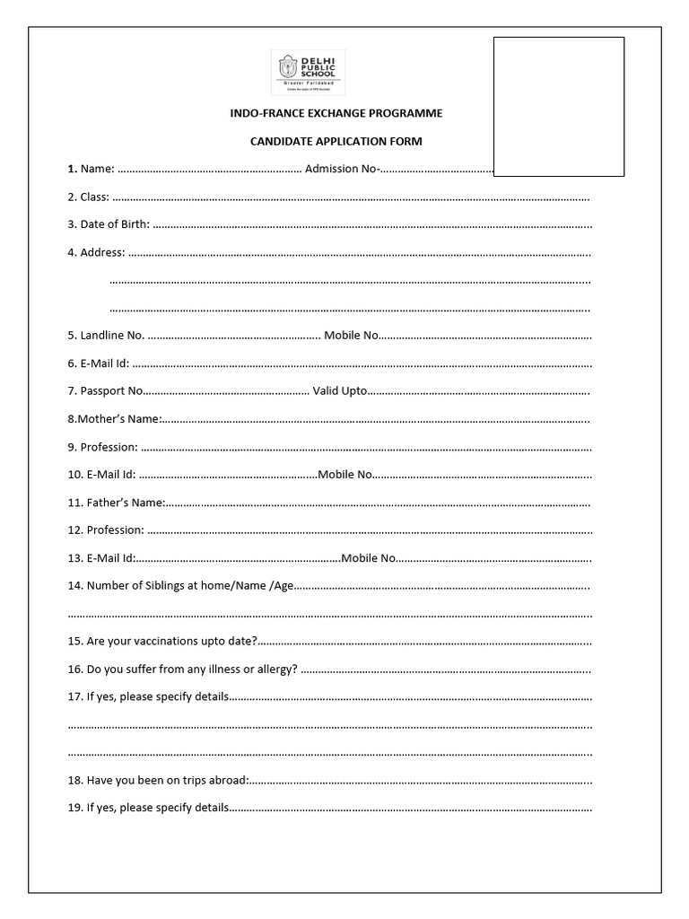 Candidate Application Form France - 26.03.2025 | PDF