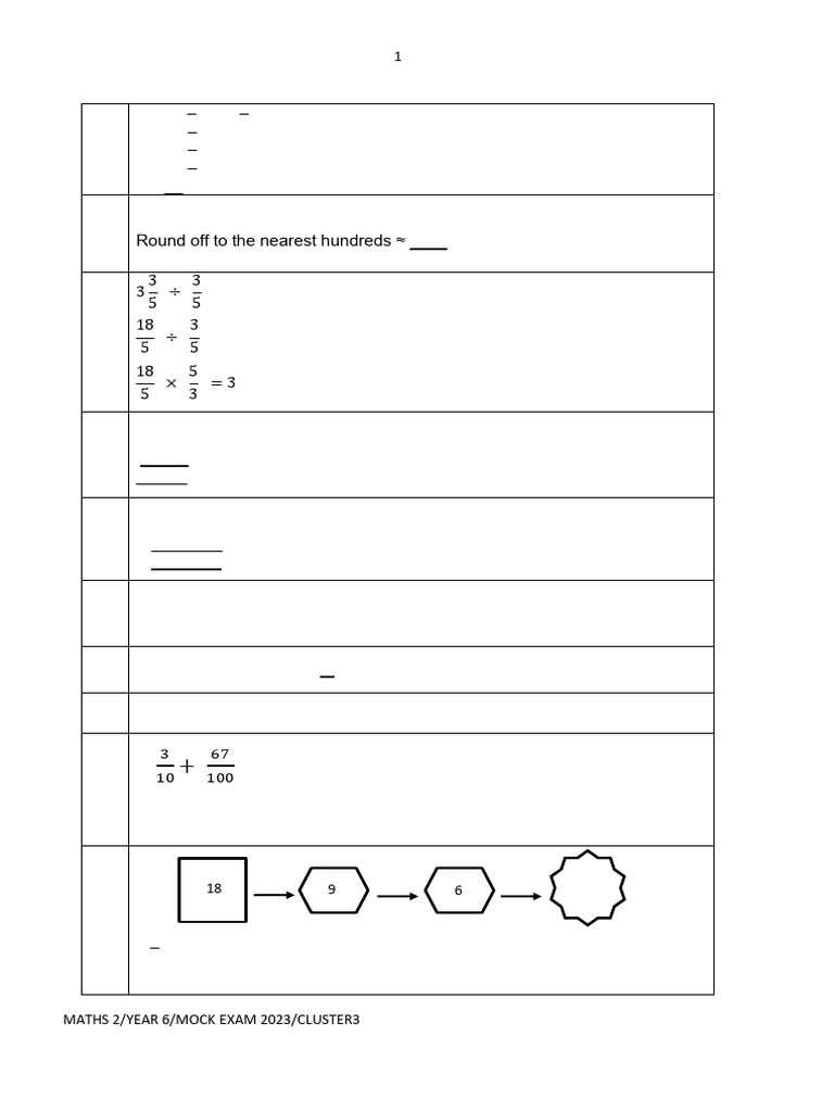 Year 6 Maths Mock Exam 2023 Answers | PDF | Units Of Measurement | Quantity