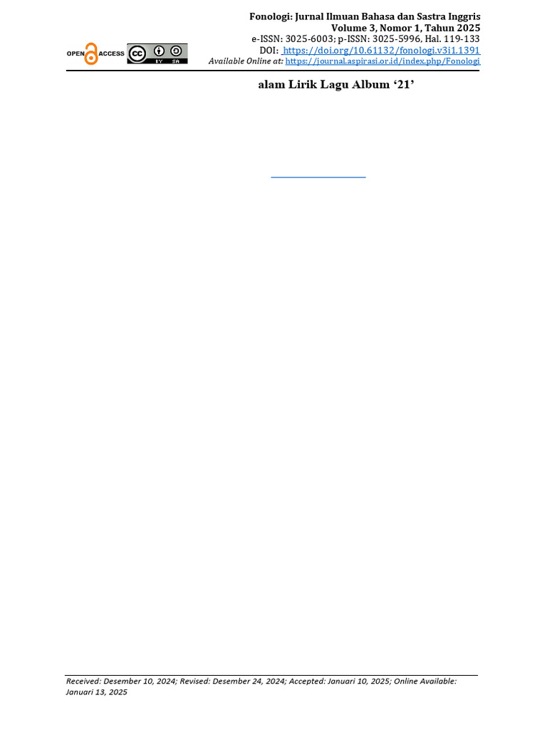 Fonologi - Volume 3, Nomor 1, Tahun 2025 Hal 119-133 | PDF