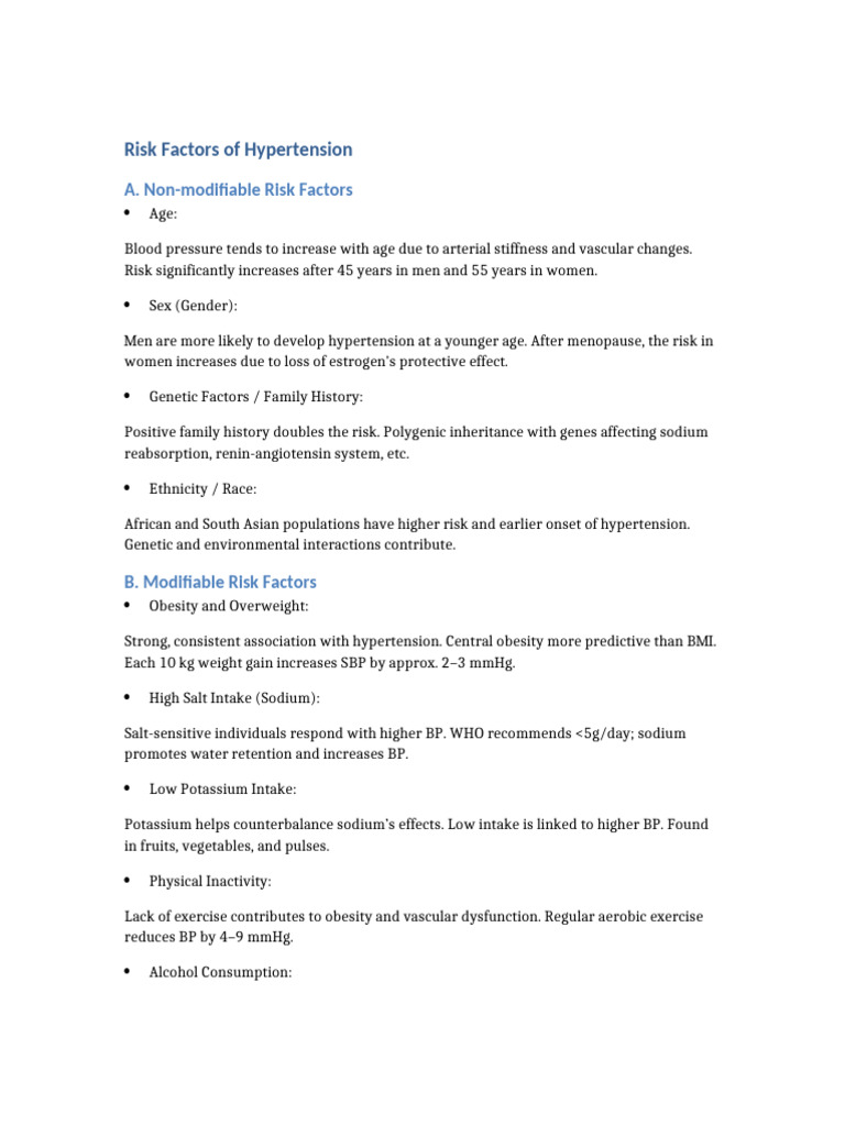 Risk Factors of Hypertension | PDF