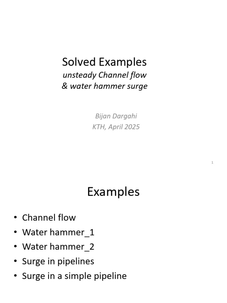 Solved Examples - UnsteadyF - 2025 | PDF | Mechanical Engineering | Liquids