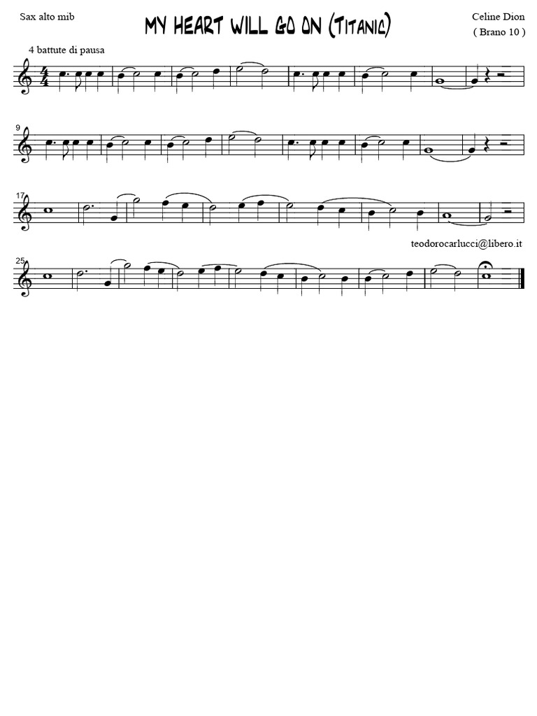 Brano 10 - My Heart Will Go On - Sax Alto Mib-1 | PDF