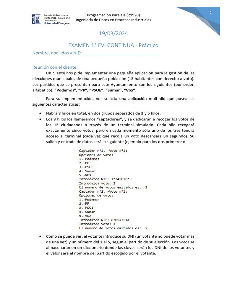 Votaciones | PDF | Hilo (Computación) | Programación de computadoras