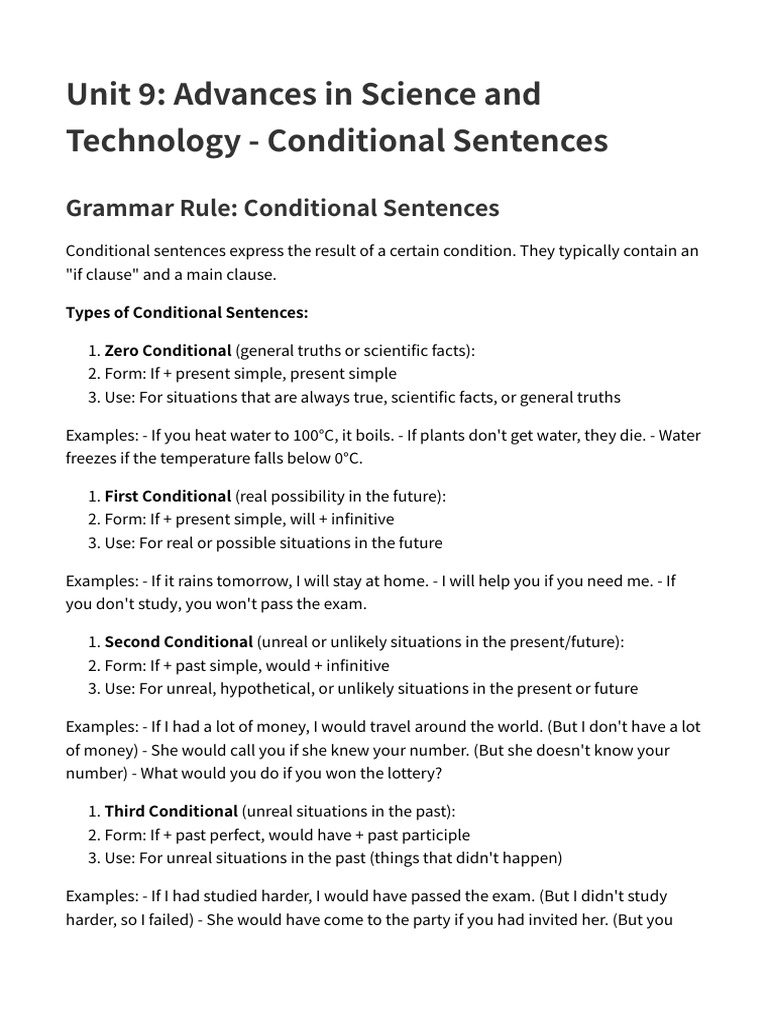 Understanding Conditional Sentences | PDF | Sentence (Linguistics ...