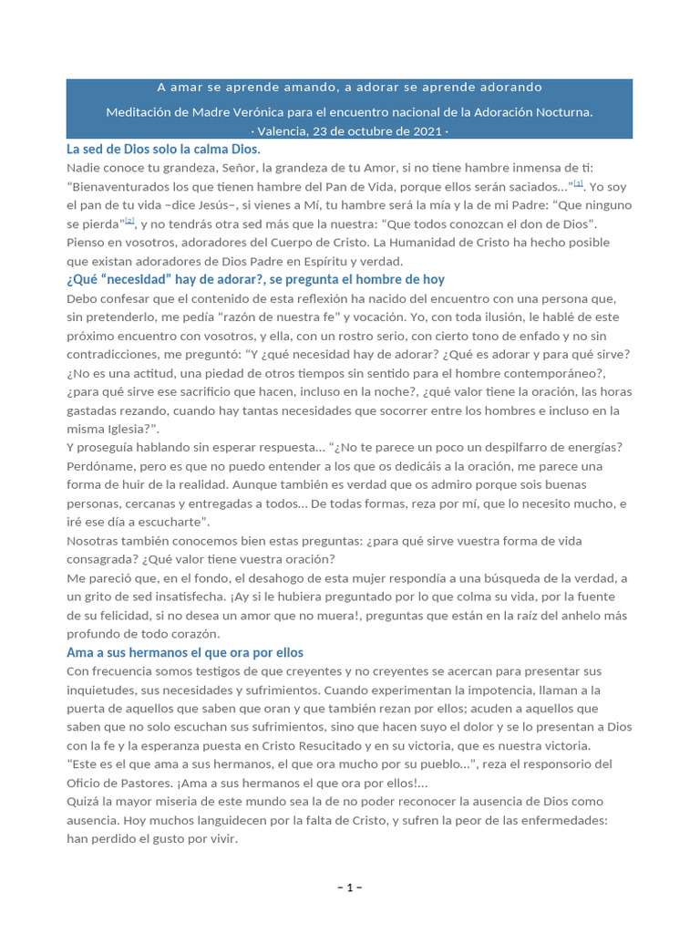 A Amar Se Aprende Amando, A Adorar Se Aprende Adorando | PDF | eucaristía | Oración
