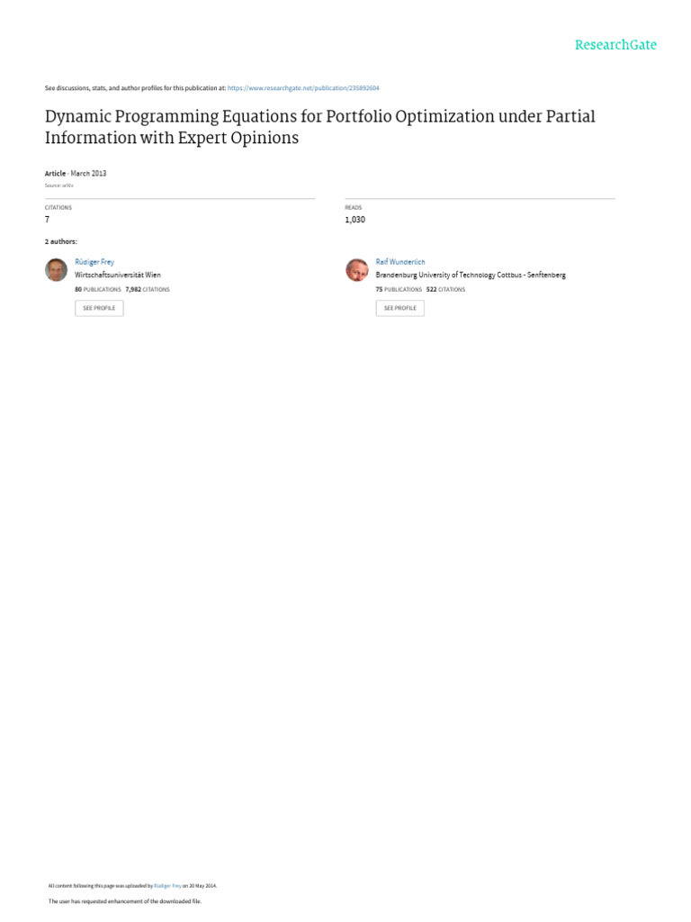 Frey Wunderlich Math Aspects | PDF | Mathematical Optimization | Dynamic Programming