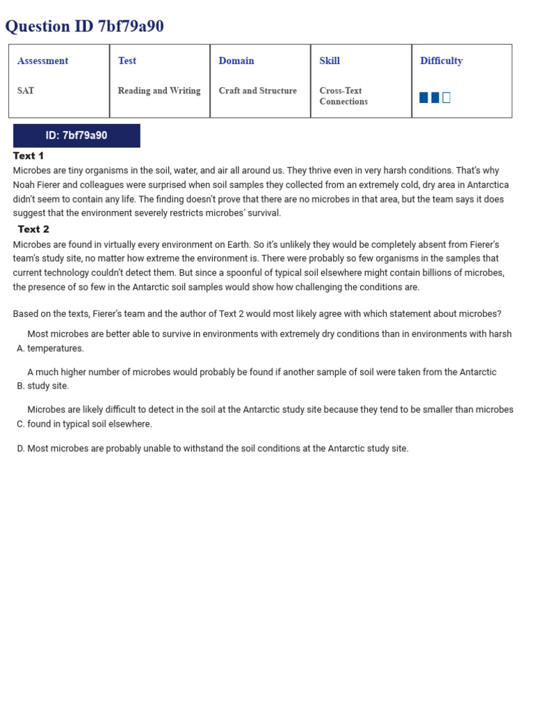 SAT Suite Question Bank - Cross-Text Connections (Medium) | PDF | The ...