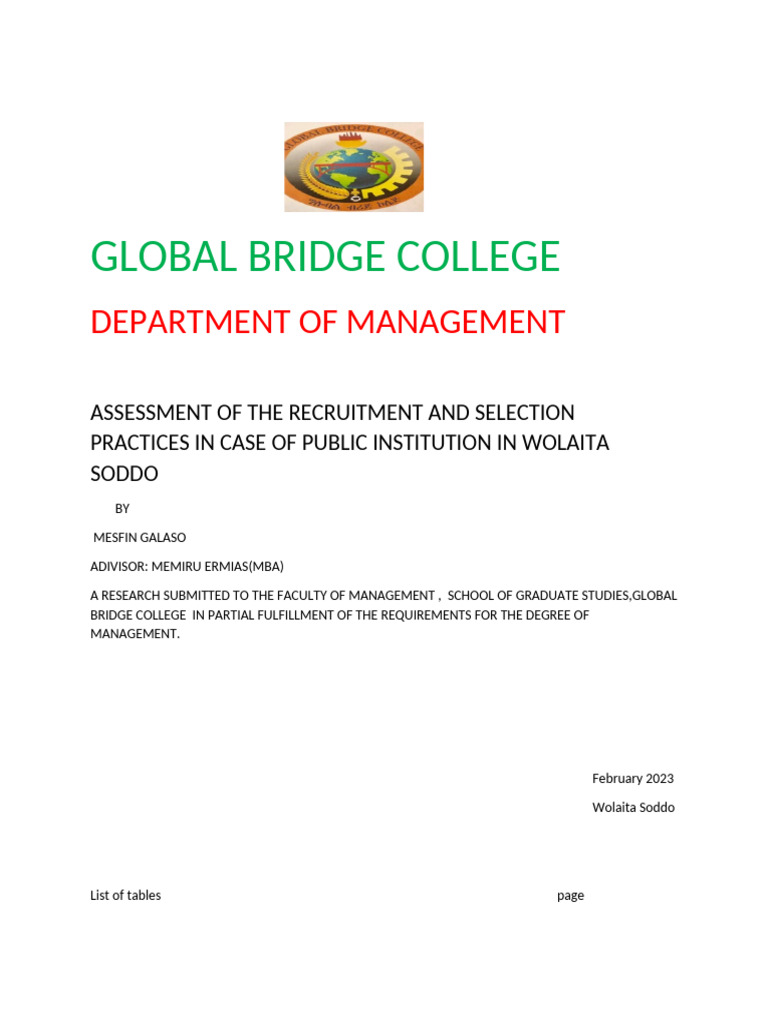 Recruitment Practices in Wolaita Soddo | PDF | Recruitment | Data