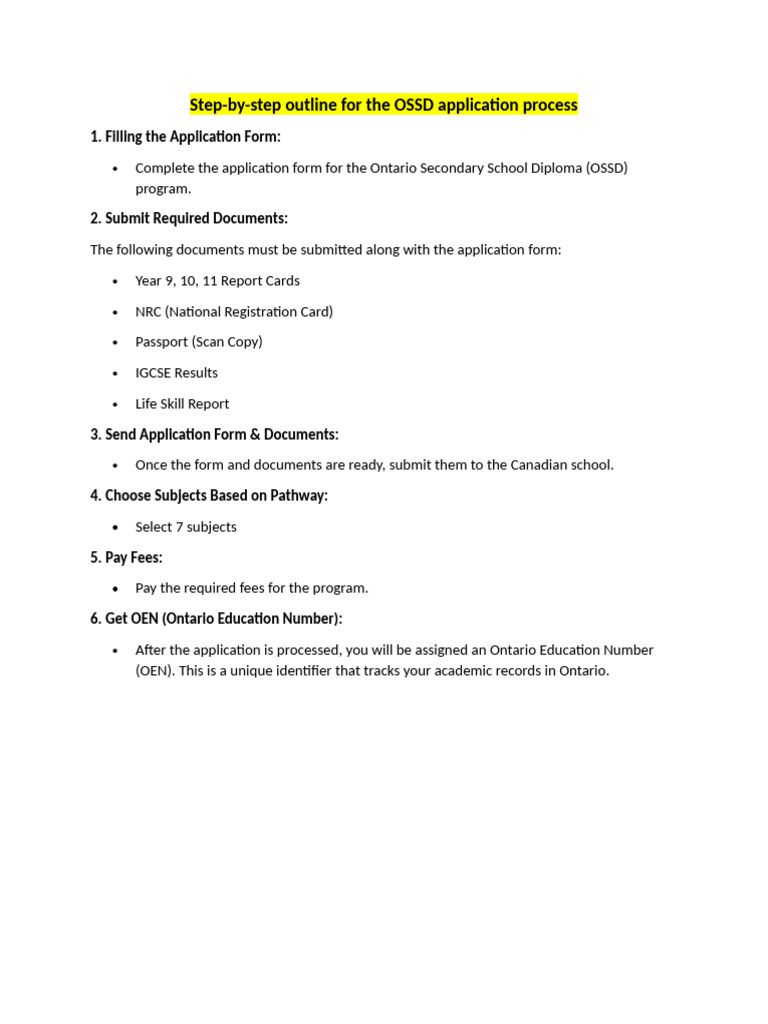OSSD Application Process Guide | PDF