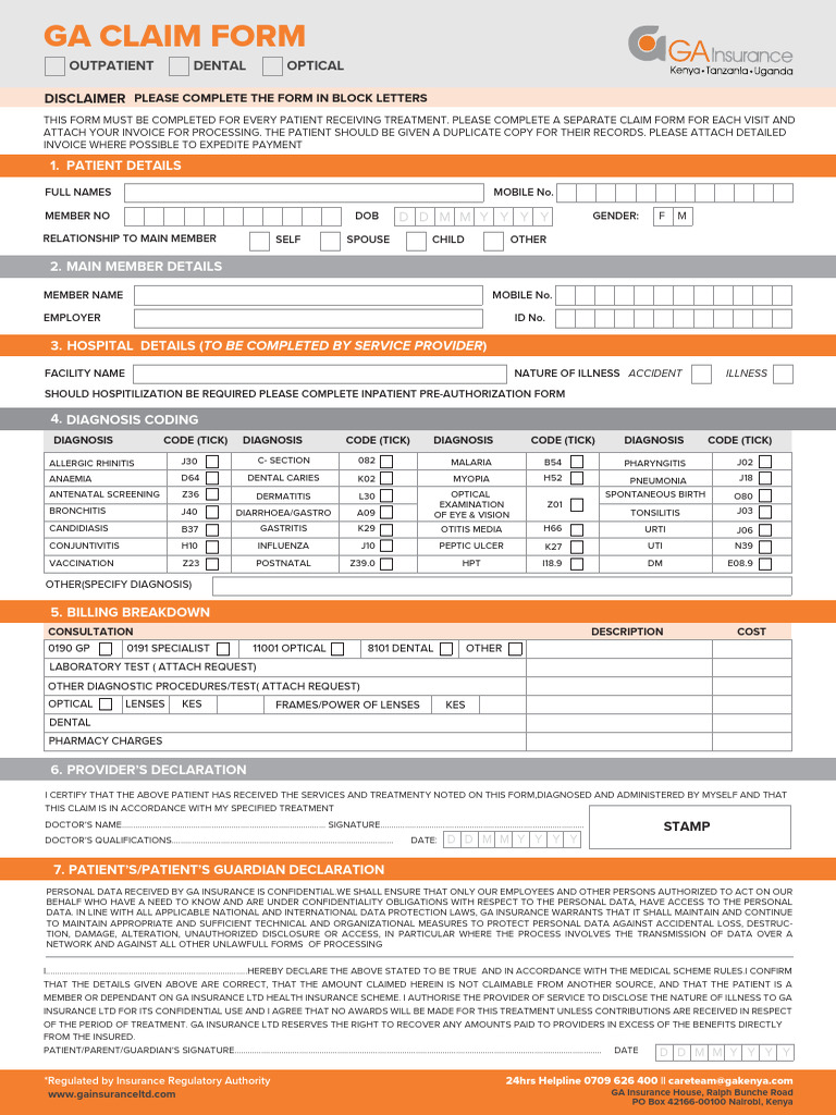 GA Medical OutPatient Claim Form - V6 | PDF | Insurance | Health Care