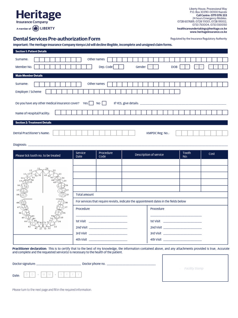 Dental Pre-Authorization Form Heritage | PDF | Insurance | Physician