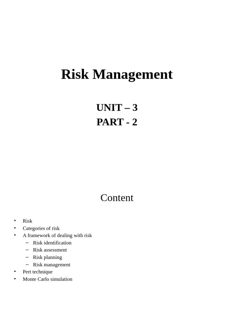 SPM Unit-3 Part-2 | PDF | Risk | Risk Management