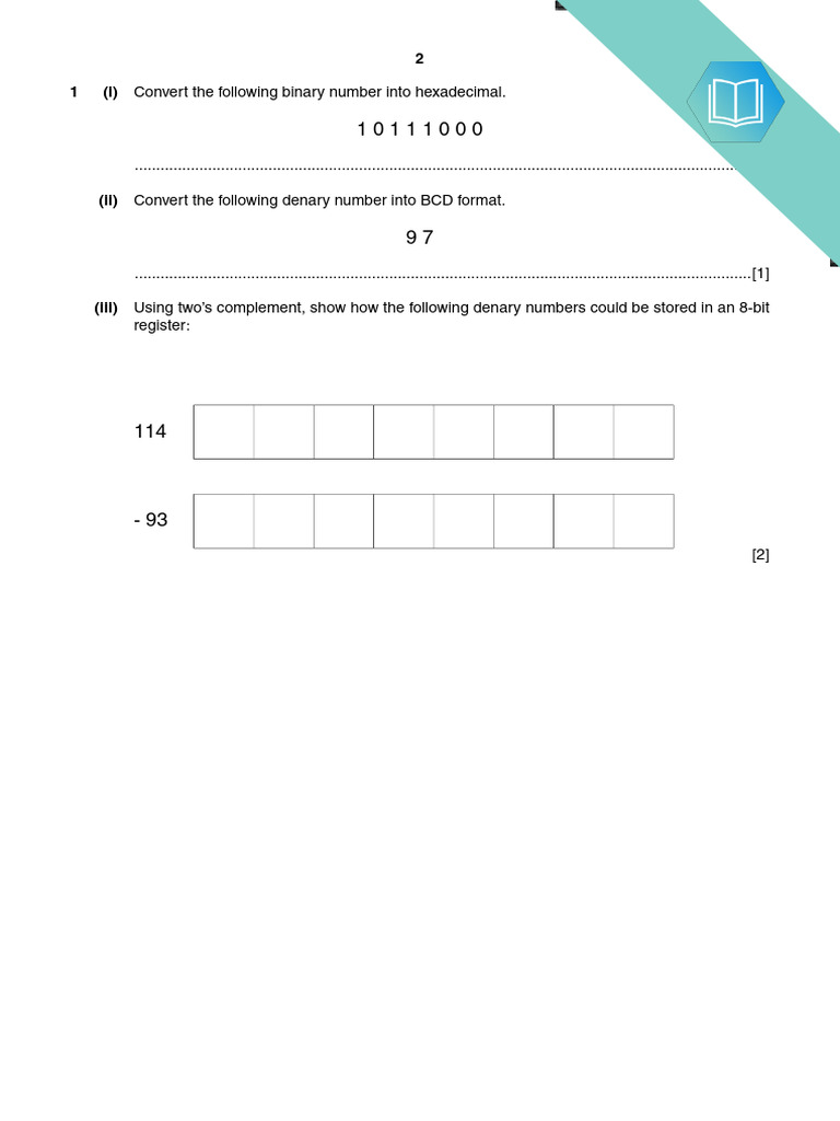 AS Computer Science Information Representation Questions 3 | PDF | Decimal | Binary Coded Decimal