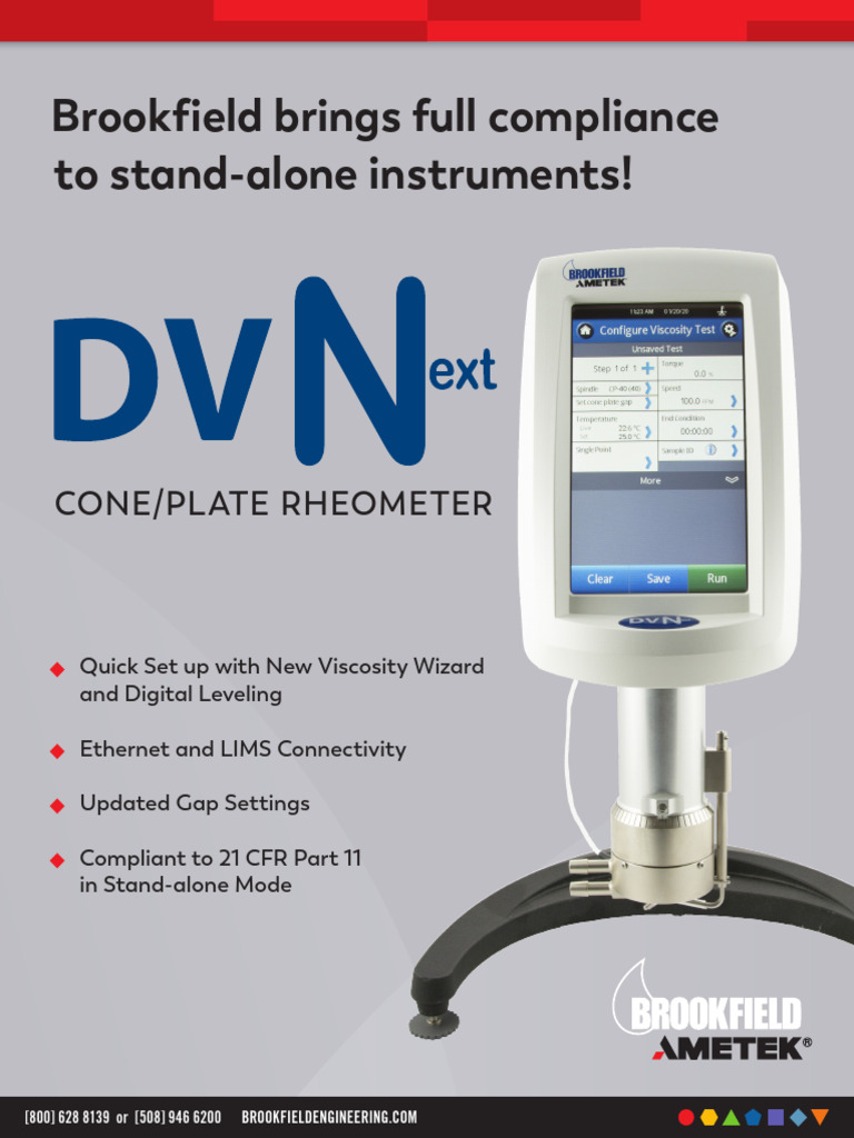 DVNext Cone/Plate Rheometer Features | PDF | Viscosity | Computing