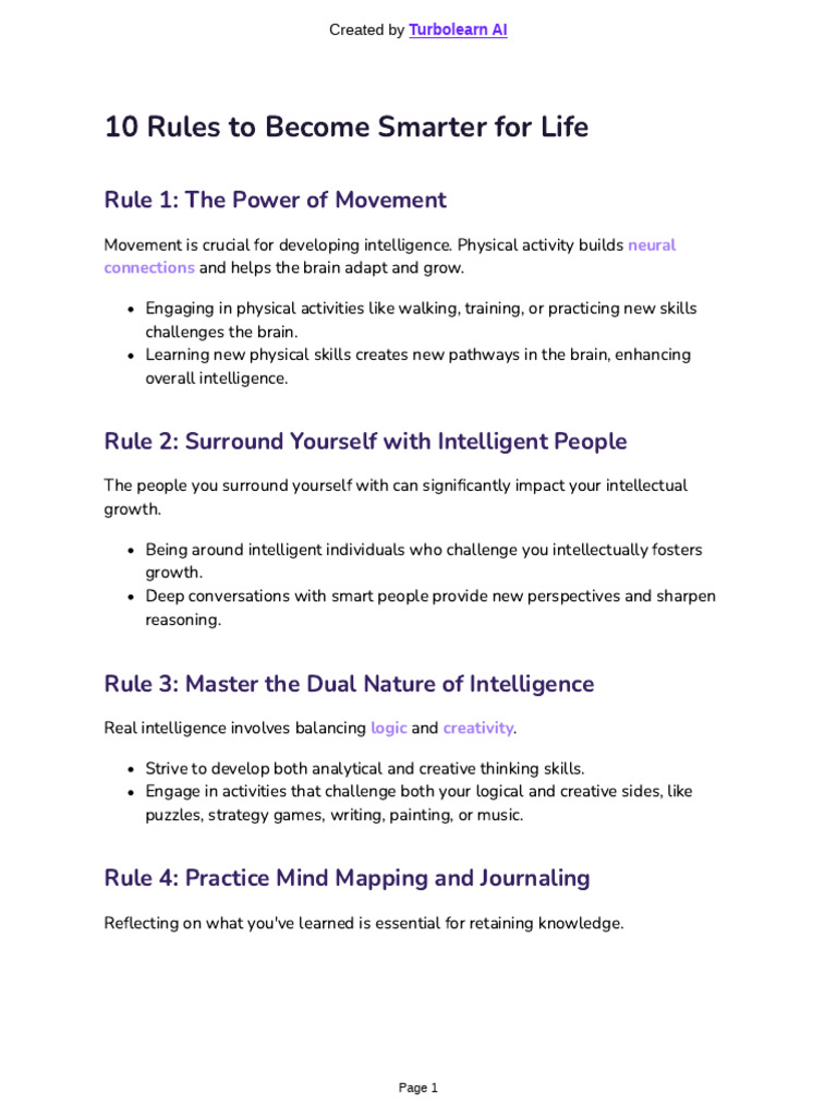 10 Rules For Lifelong Intelligence Growth | PDF | Intelligence | Knowledge