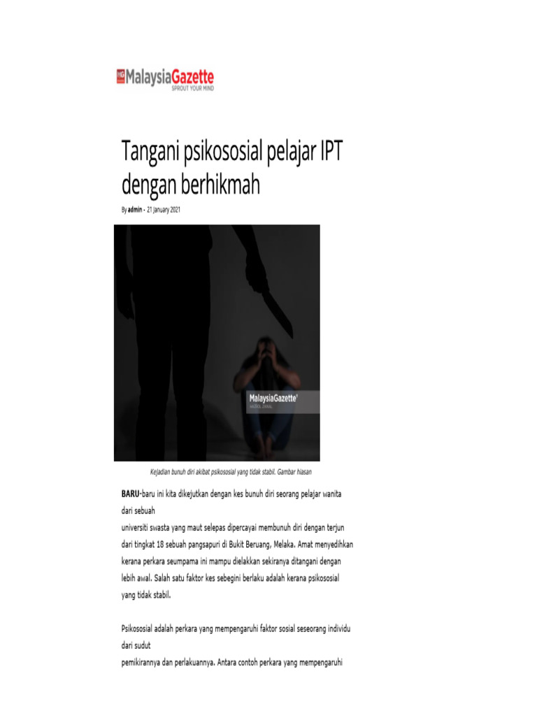 Tangani Psikososial Pelajar IPT Dengan Berhikmah | PDF