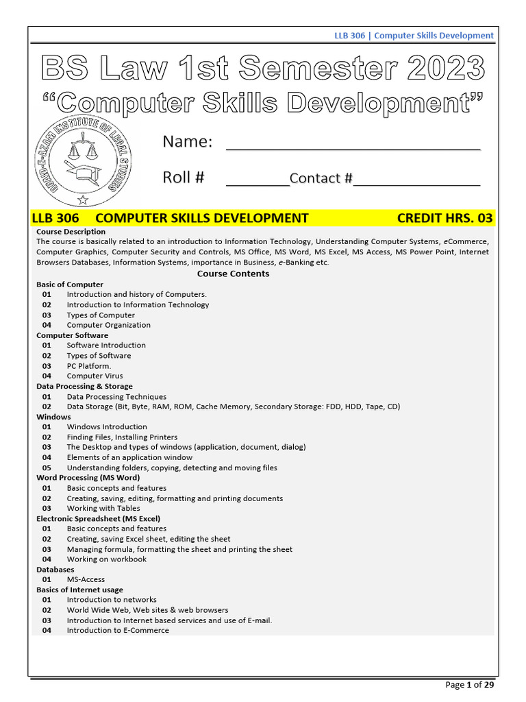 BS 1st Semester Computer Notes by Fayyaz Khan Teacher | PDF | Computer ...