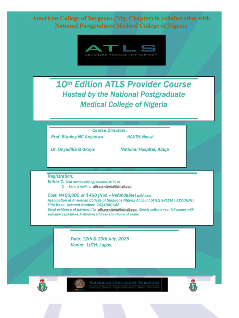 ATLS Provider Course in Lagos 2025 | PDF