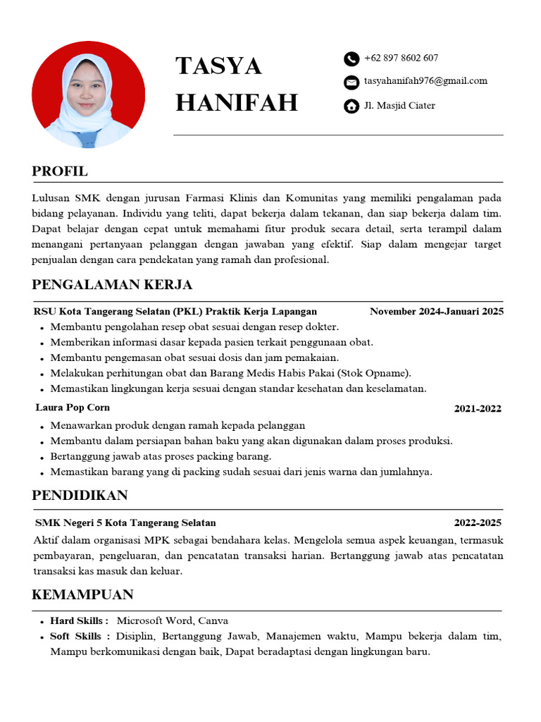 CV (Tasya Hanifah) | PDF