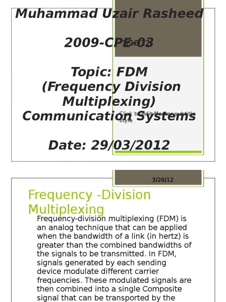 Frequency - Division Multiplexing | PDF | Multiplexing | Modulation