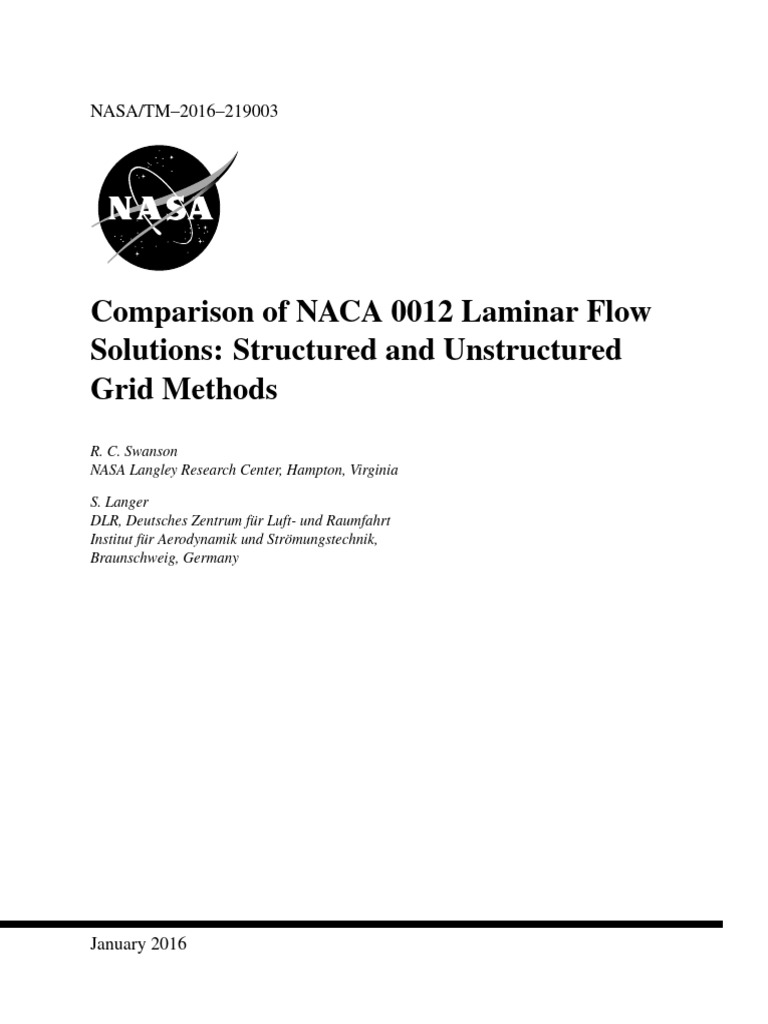 Comparison of NACA 0012 Laminar Flow Solutions: Structured and Unstructured Grid Methods | PDF ...