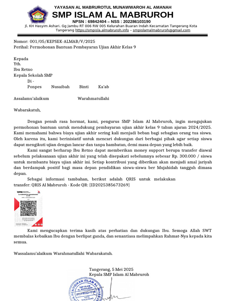 Surat Eksternal No 001 - 05.docx-2 | PDF