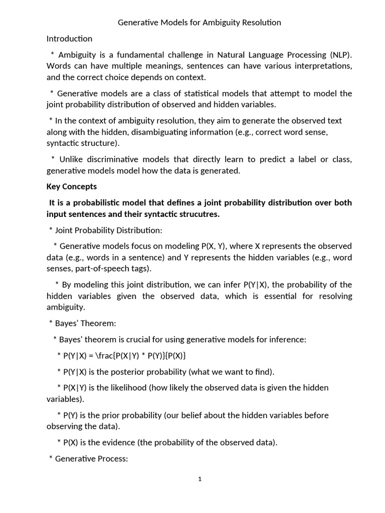 Generative Models for Ambiguity Resolution | PDF | Parsing | Applied ...