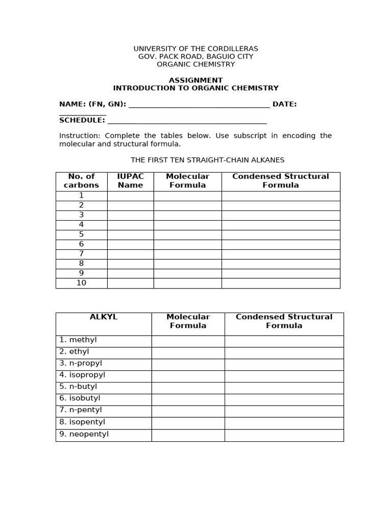 Assignment Alkane & Alkyl Structures-4 | PDF