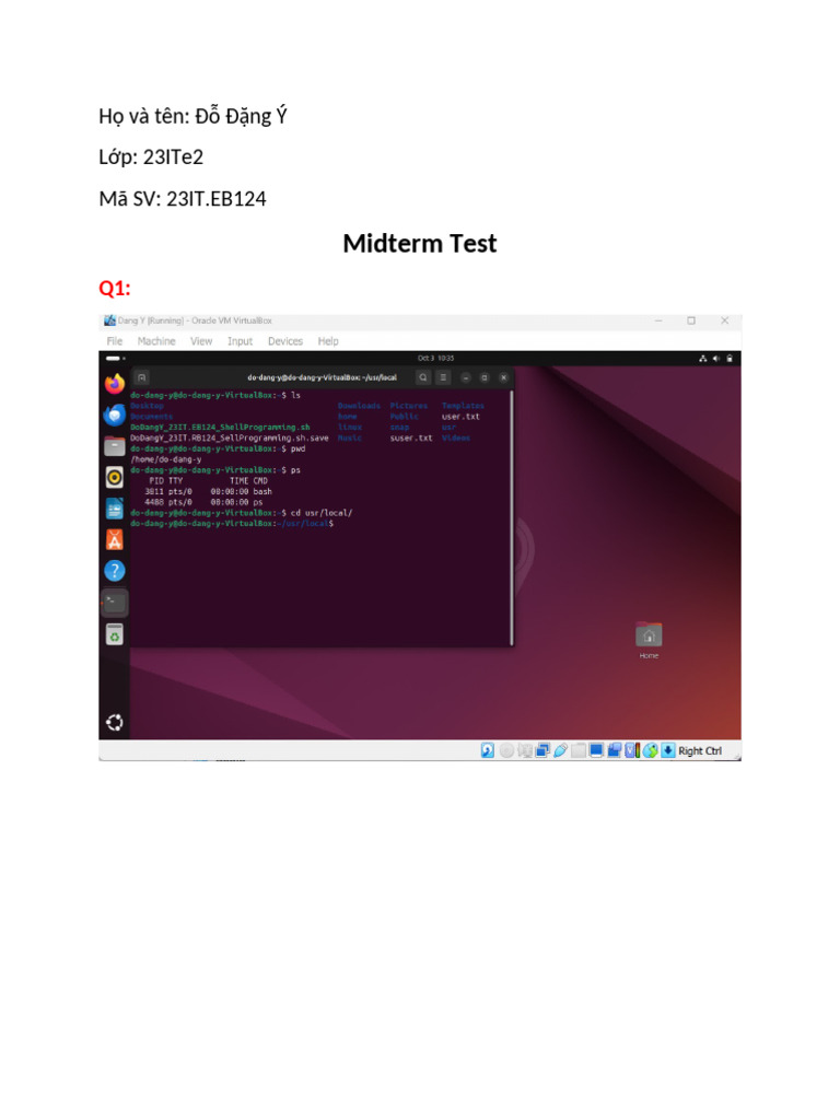 Đỗ Đặng Ý - 23IT.eb124 - Midterm Test | PDF